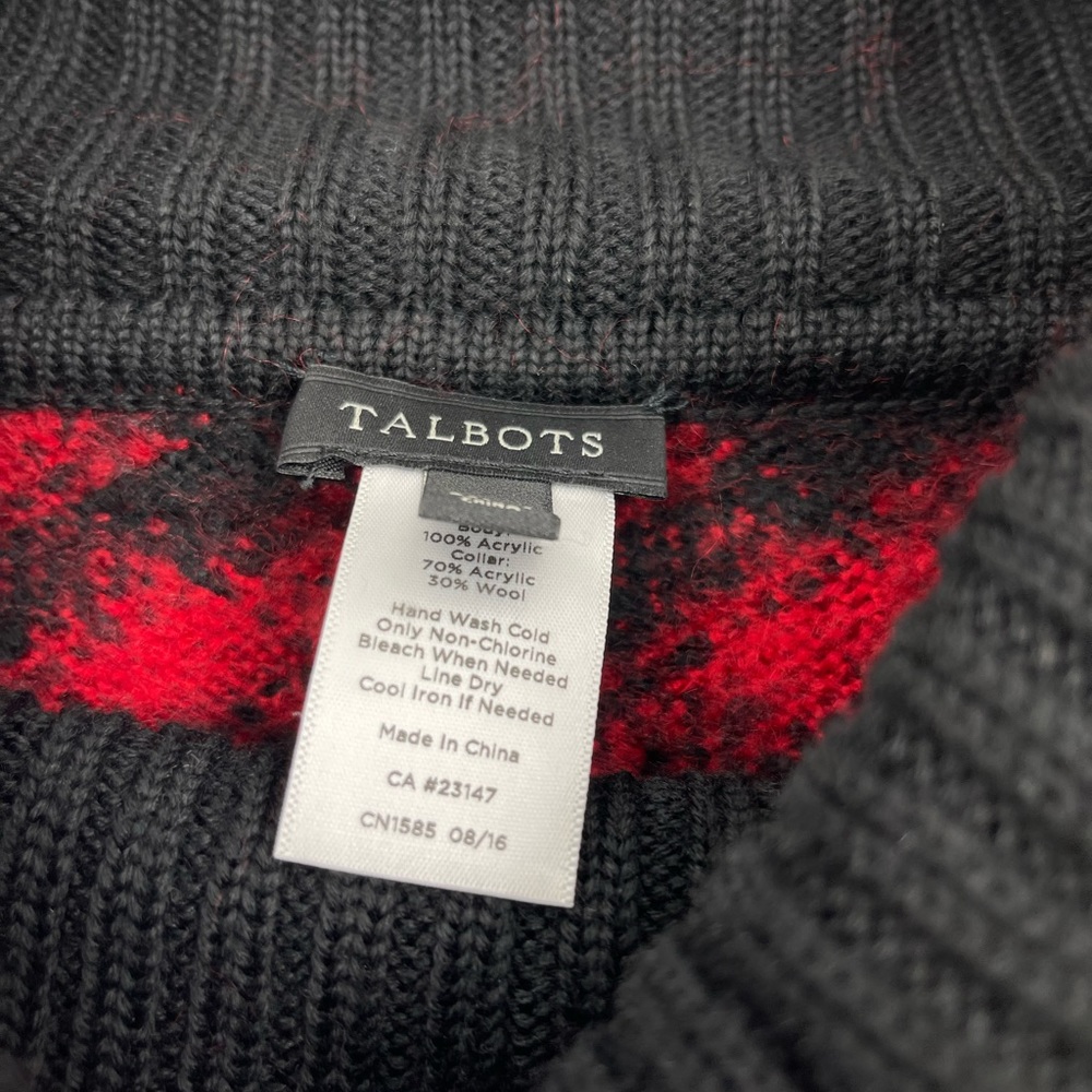 Talbots Red Black Buffalo Plaid Fringe Wool Blend Tur… - Gem